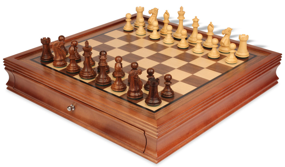 Wood Chess Sets with Wood Chess Cases for Playing & Displaying