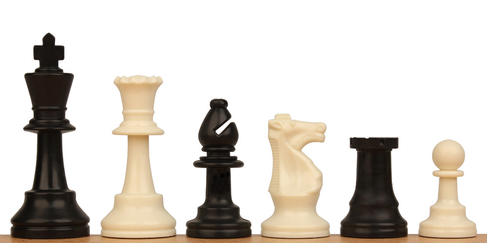 Standard Club Plastic Chess Set - Black & Ivory Pieces - 3.75" King ...