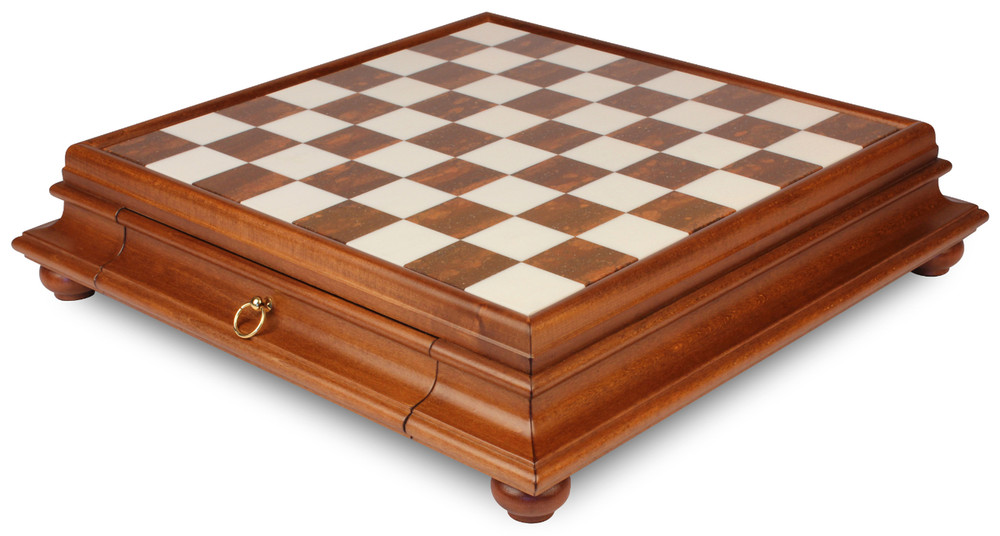 Contemporary Solid Brass Chess Set with Alabaster & Wood Chess Case ...