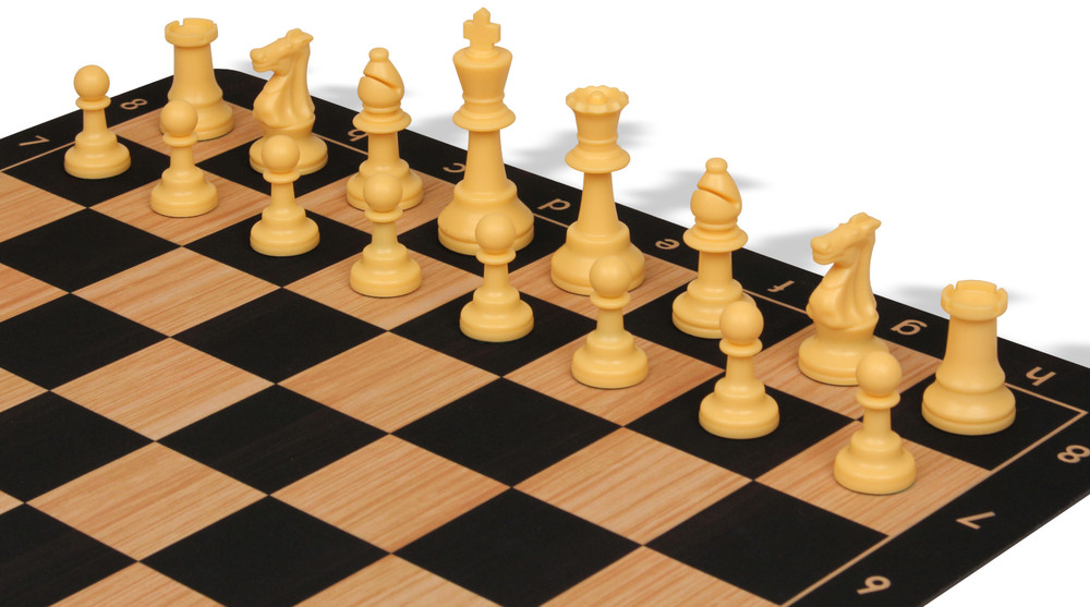 Club Special Plastic Chess Set Black & Camel Double Weighted Pieces ...