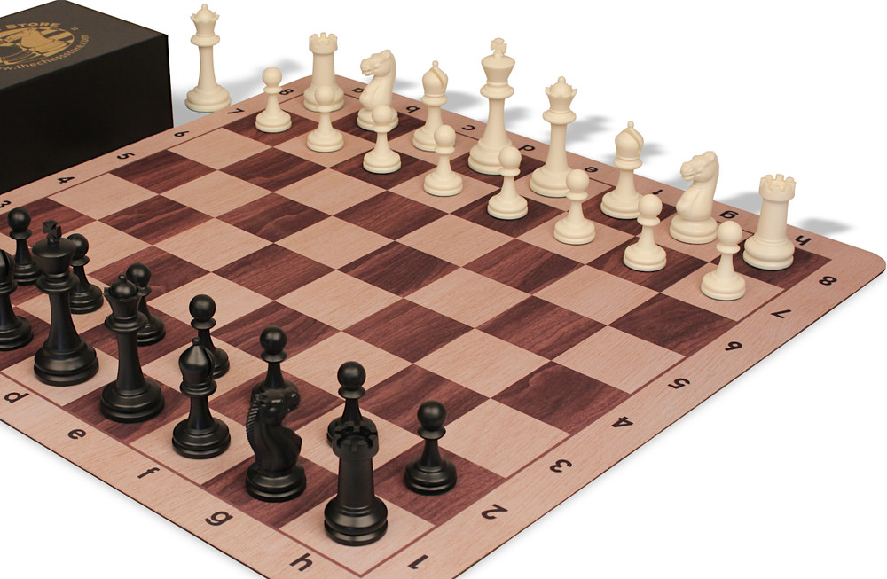 The Chess Store Master Series Plastic Chess Set Black & Ivory Pieces ...
