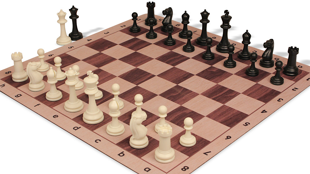 The Chess Store Master Series Plastic Chess Set Black & Ivory Pieces ...