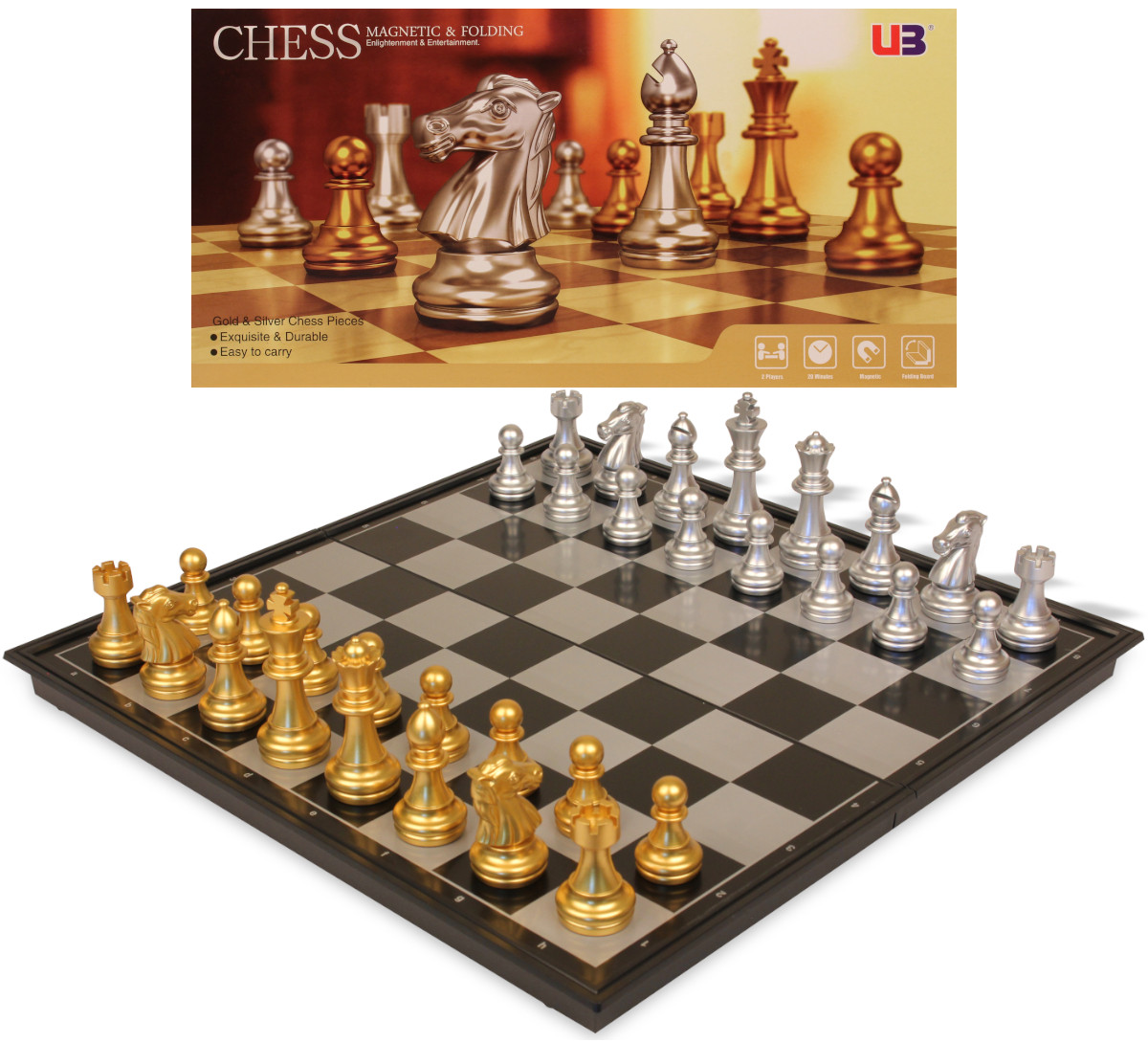 The Chess Store Gold & Silver Folding Magnetic Travel Chess Set - 9.75"