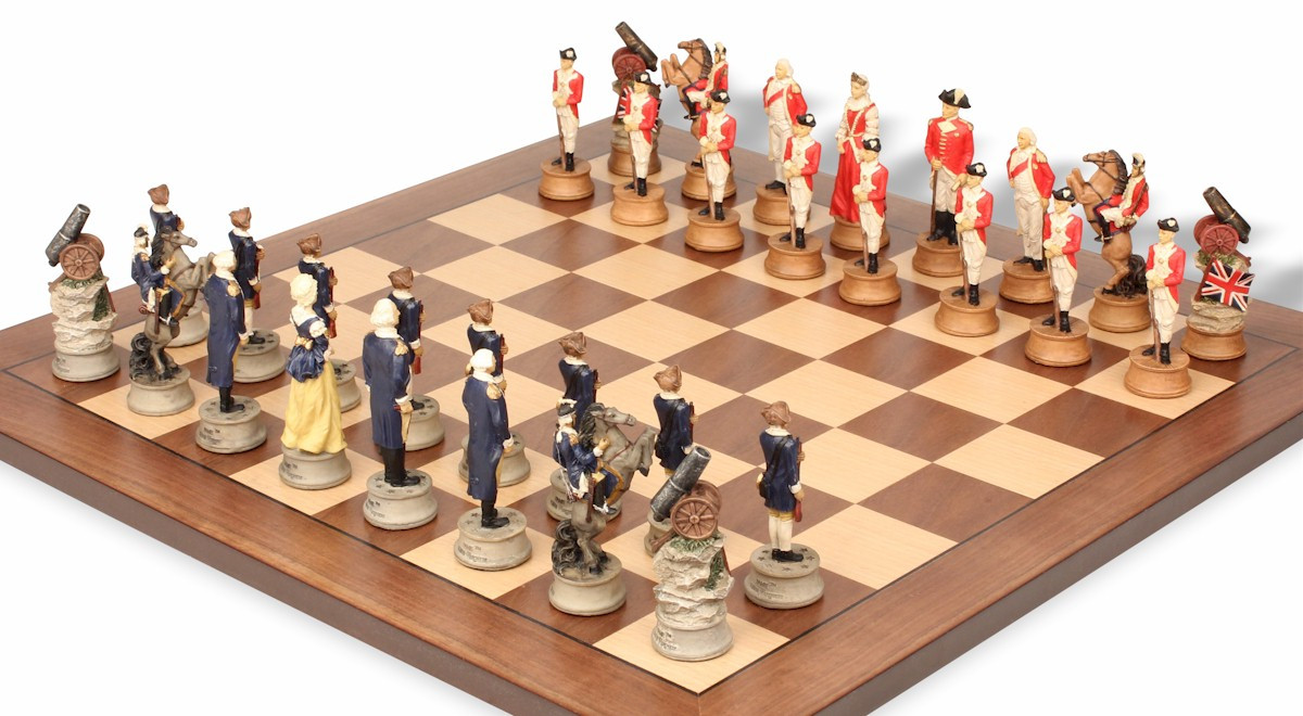 American Revolutionary Theme Chess Set with Classic Walnut & Maple ...