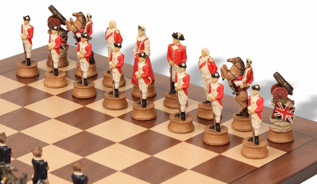 American Revolutionary Theme Chess Set with Classic Walnut & Maple ...