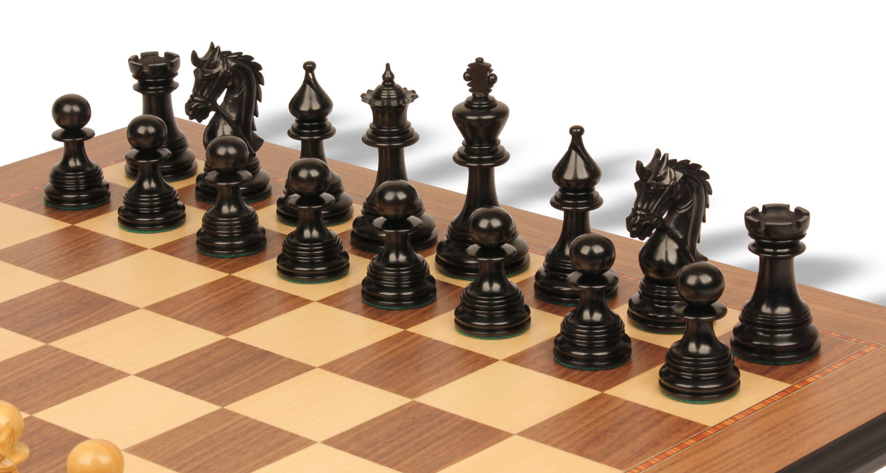 Hadrian Staunton Chess Set Ebony & Boxwood Pieces with Walnut Molded ...