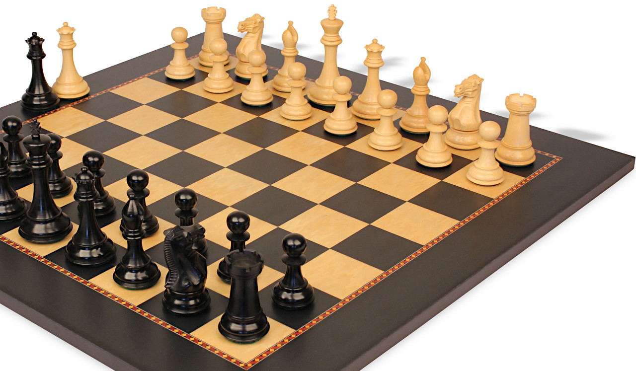 New Exclusive Staunton Chess Set Ebonized & Boxwood Pieces with The ...