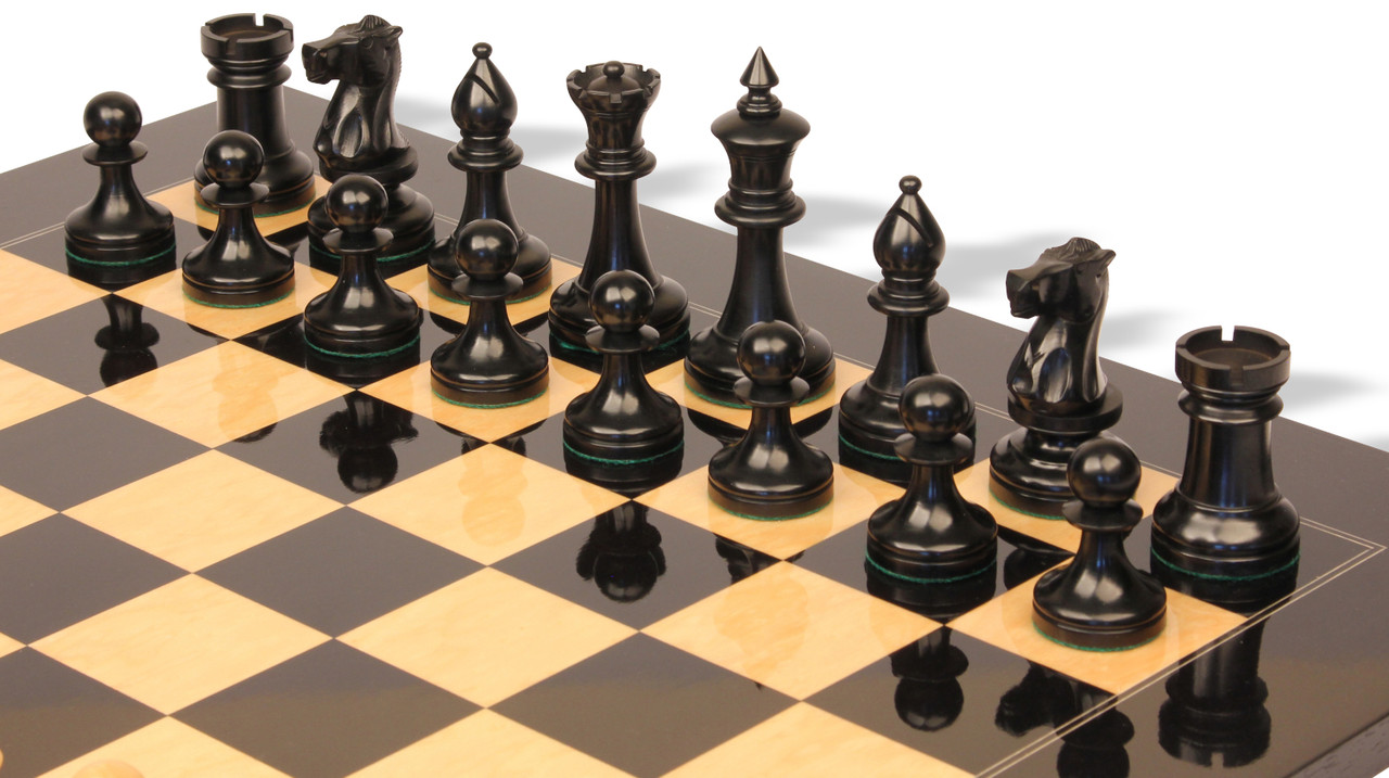 Cambridge Springs Antique Reproduction Chess Set - Ebonized & Boxwood ...