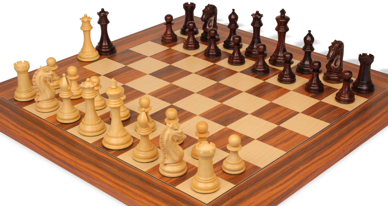 The Craftsman Series Chess Set Rosewood & Boxwood Pieces with Santos ...