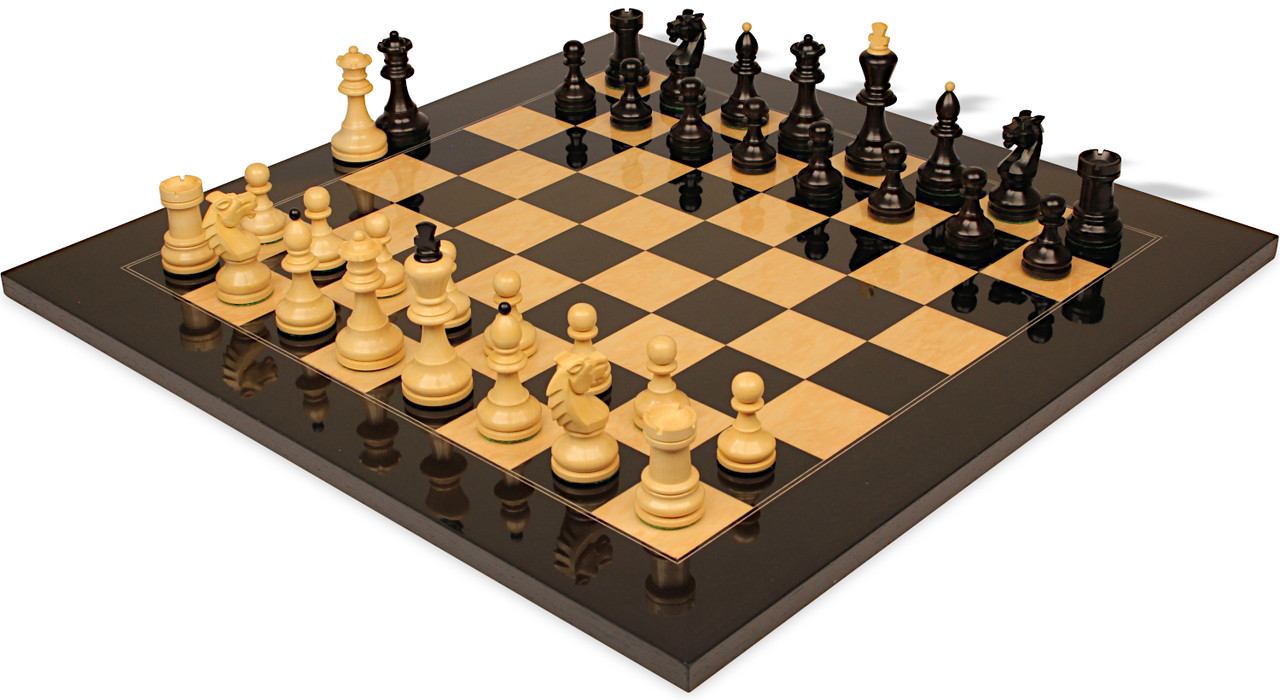 Bohemian Series Chess Set Ebonized & Boxwood Pieces with Black & Ash ...