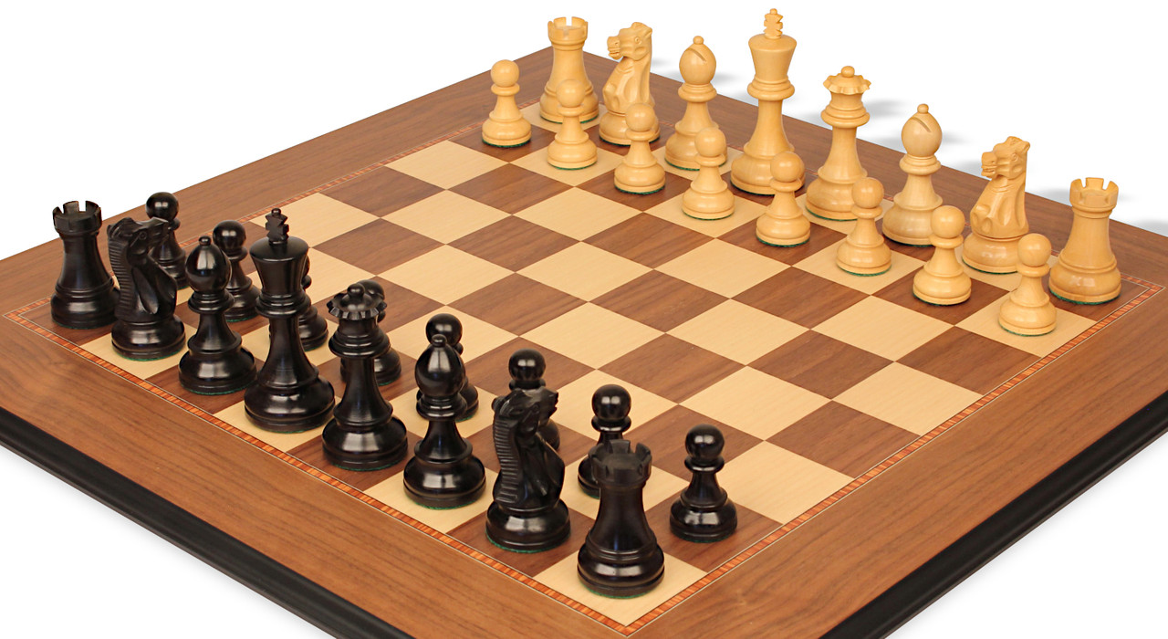 Parker Staunton Chess Set - Ebonized & Natural Boxwood Pieces - Walnut ...