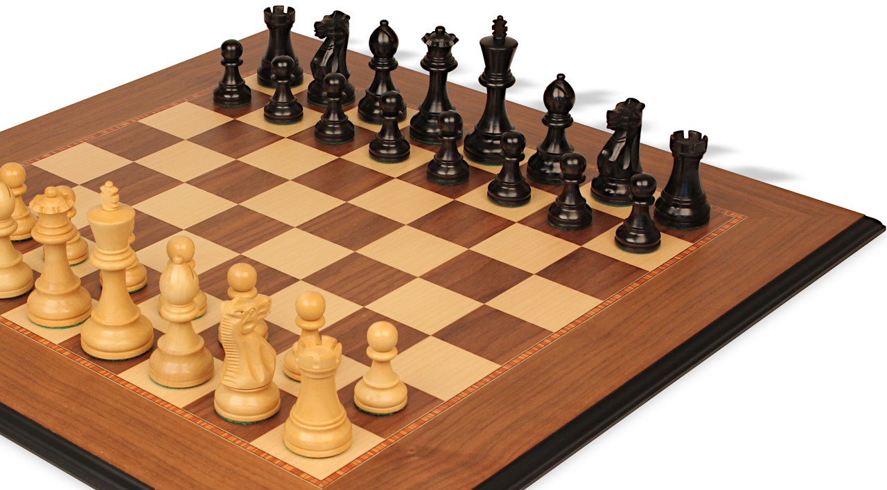 Parker Staunton Chess Set - Ebonized & Natural Boxwood Pieces - Walnut ...