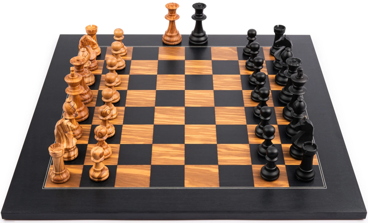 Deluxe Black & Olive Wood Chess Set by Rechapados Ferrer - 3.75" King ...