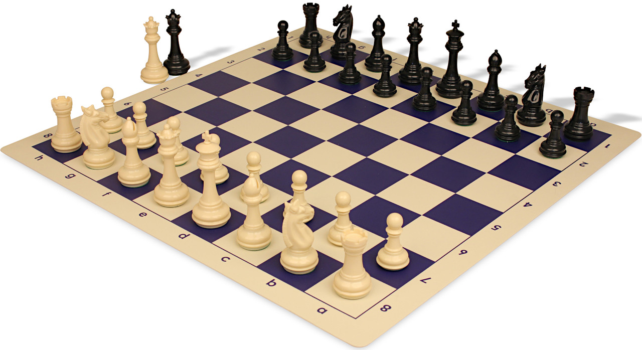 Khan's Stallion Carry-All Plastic Chess Set - Black & Ivory Pieces with ...