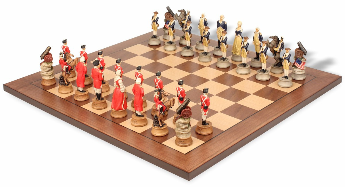 American Revolutionary Theme Chess Set with Classic Walnut & Maple ...