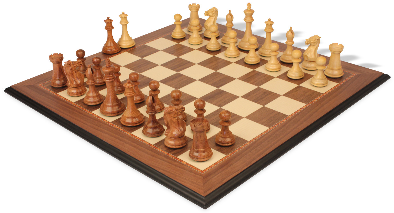 New Exclusive Staunton Chess Set Golden Rosewood & Boxwood Pieces with ...