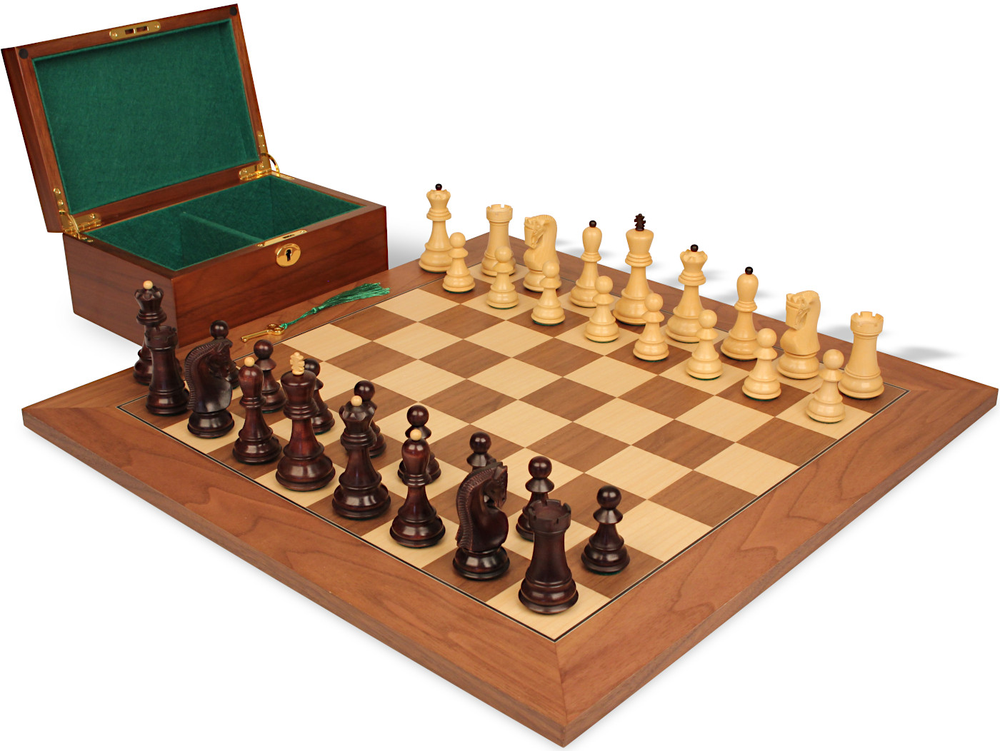 Zagreb Series Chess Set Walnut Stained & Natural Boxwood Pieces with ...