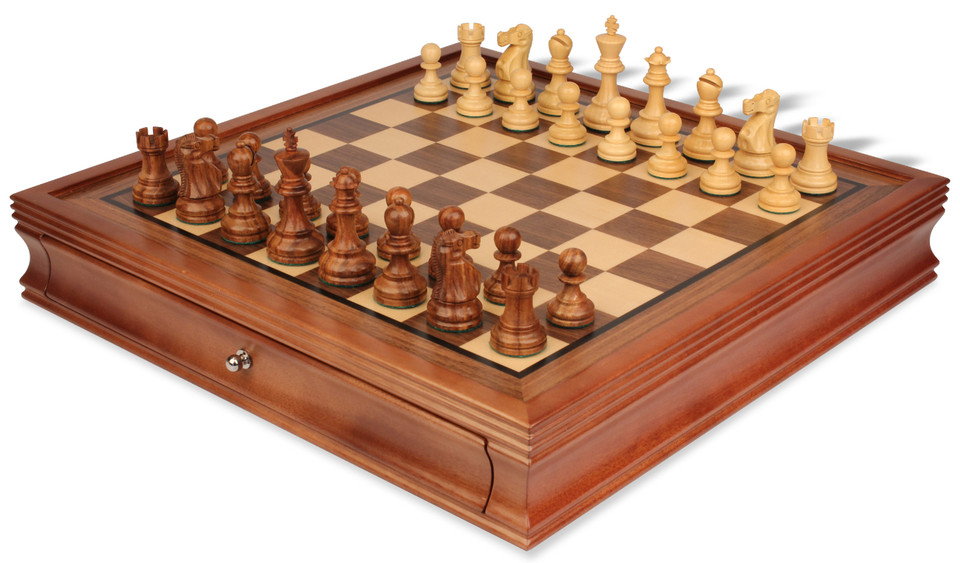 Wood Chess Sets with Wood Chess Cases for Playing & Displaying