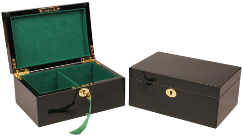 Classic Black Chess Piece Box with Green Felt Lining - Small - The ...