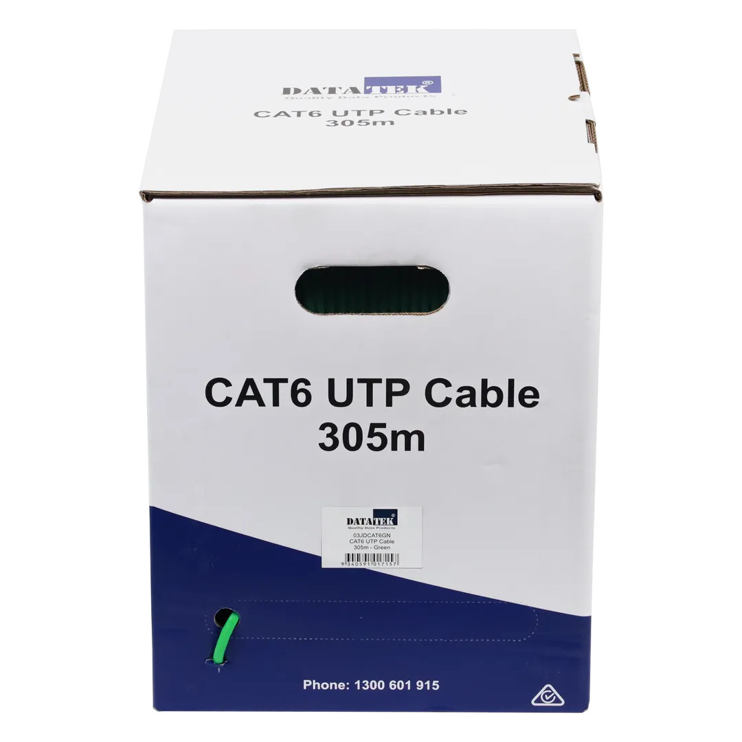 DATATEK CAT6 UTP Cable 305m Box - Green | High-Purity Gigabit Ethernet ...
