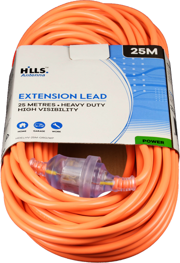 Hills Antenna 25m High Vis Orange Heavy Duty Extension Lead 1.0mm²