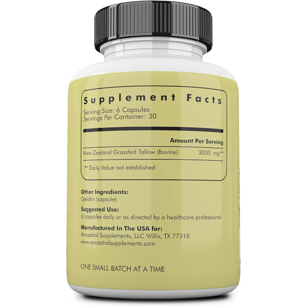 Grass Fed Beef Tallow - Ancestral Supplements 180 caps - MorNatural