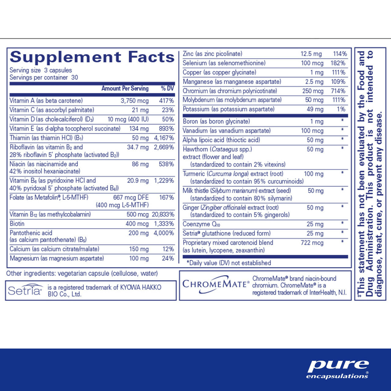 UltraNutrient - Pure Encapsulations 90/180 capsules - MorNatural
