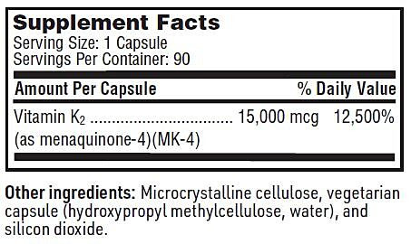 Ultra K2 (MK-4) - Klaire Labs 15 mg 90 caps - MorNatural