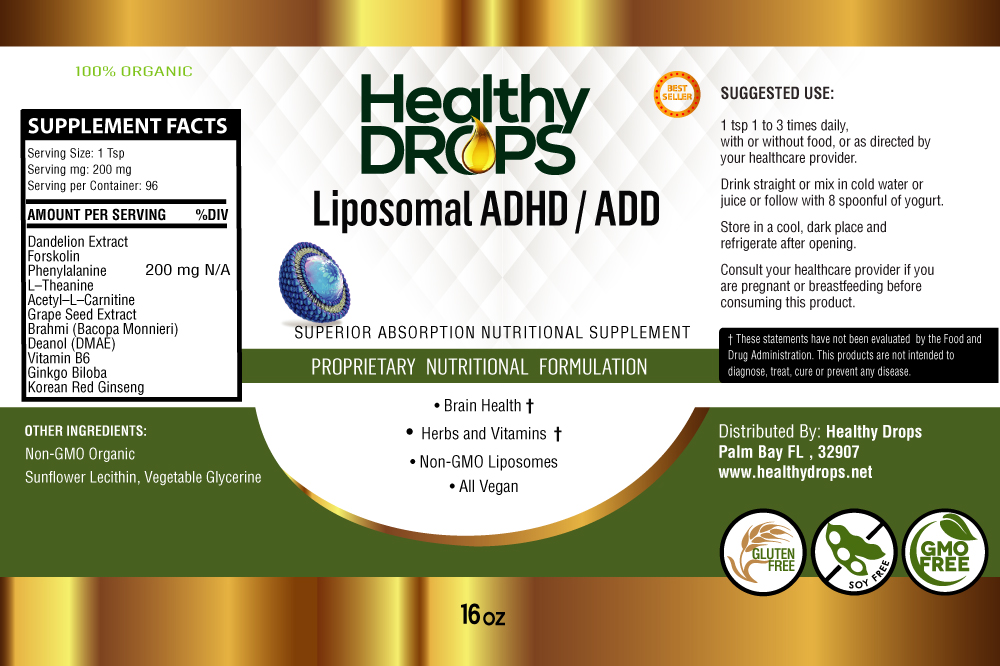Liposomal ADHD/ADD - Healthy Drops 16 oz (473 ml) SPECIAL ORDER