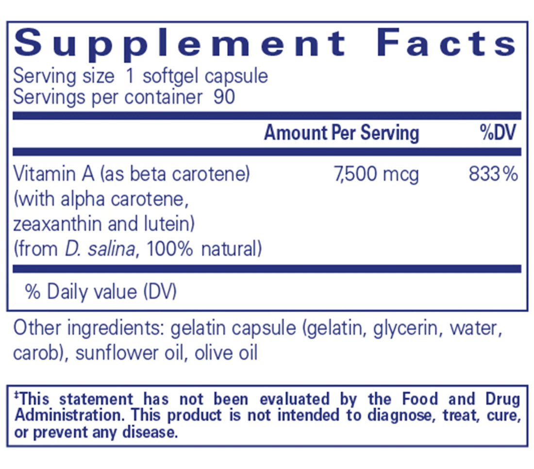 Beta Carotene - Pure Encapsulations 90 caps SPECIAL ORDER