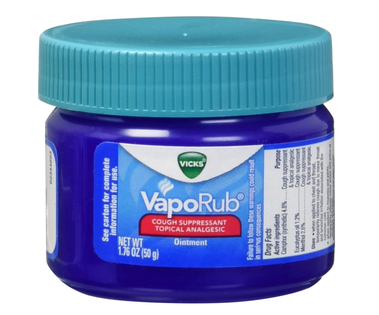 Cough Suppressant & Analgesic Chest Rub Vicks VapoRub - 1.76 oz (49.8 g ...