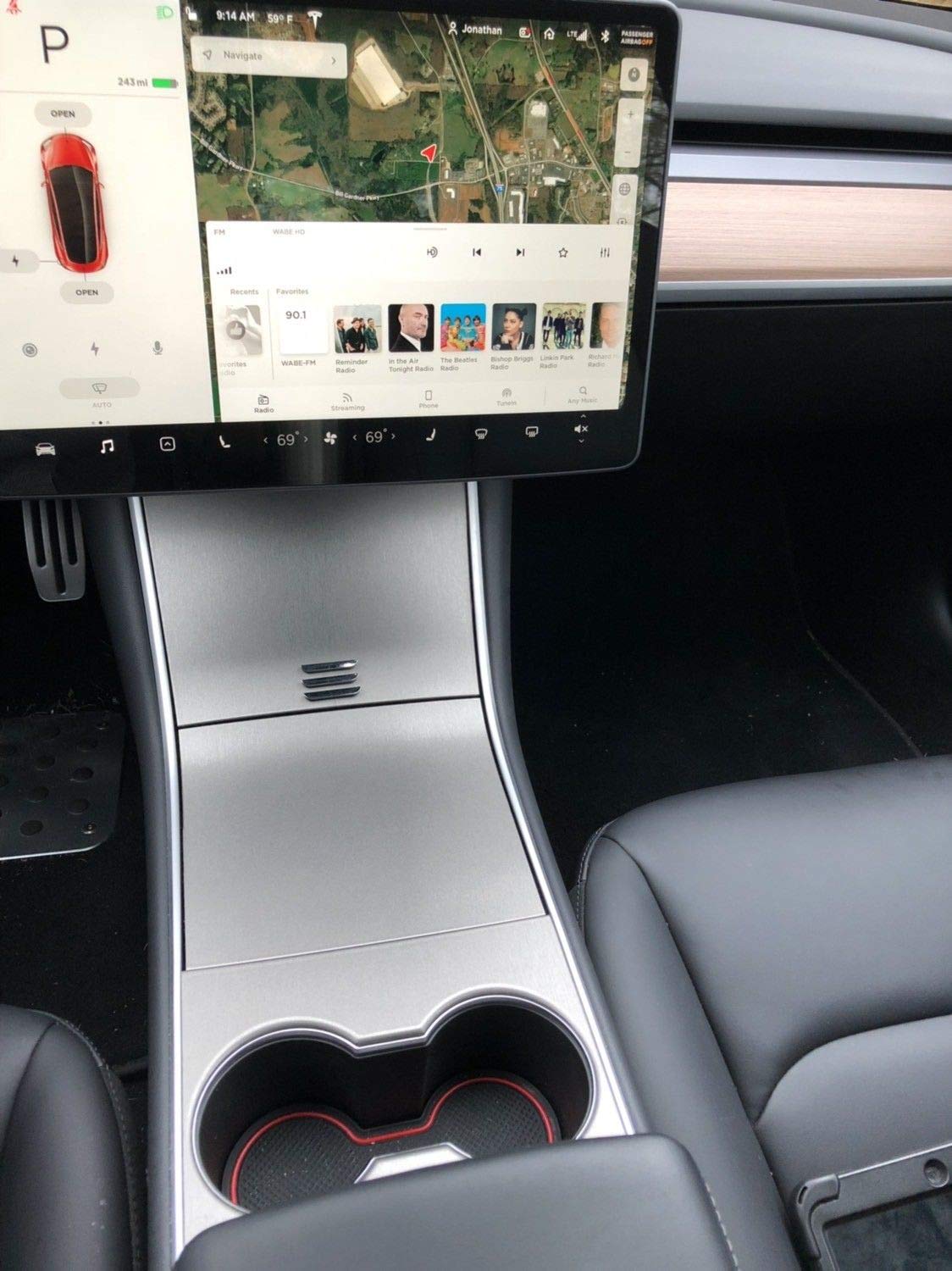 tesla model 3 line bar e emblem fender trunk interior