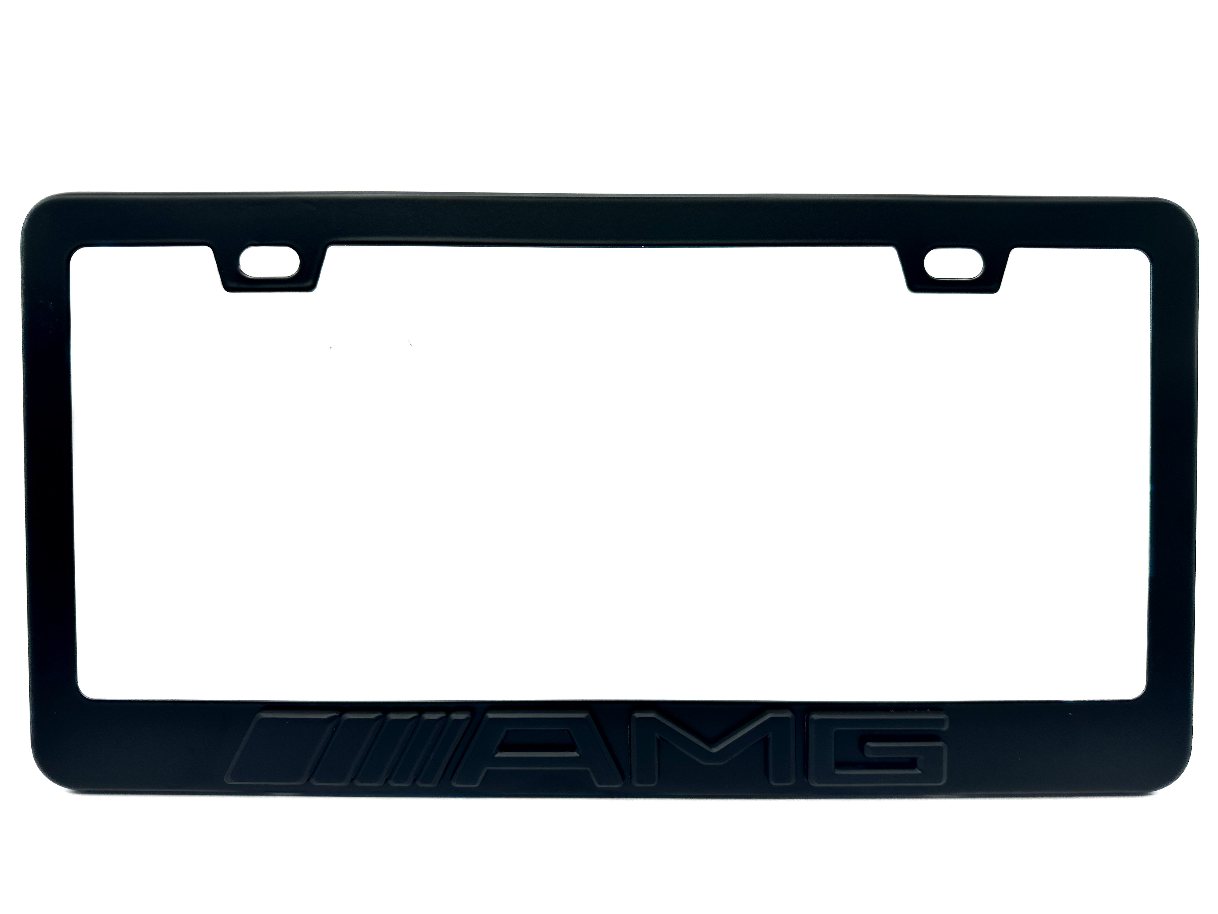 black AMG license plate frame number tag black trim satin matte emblem ...