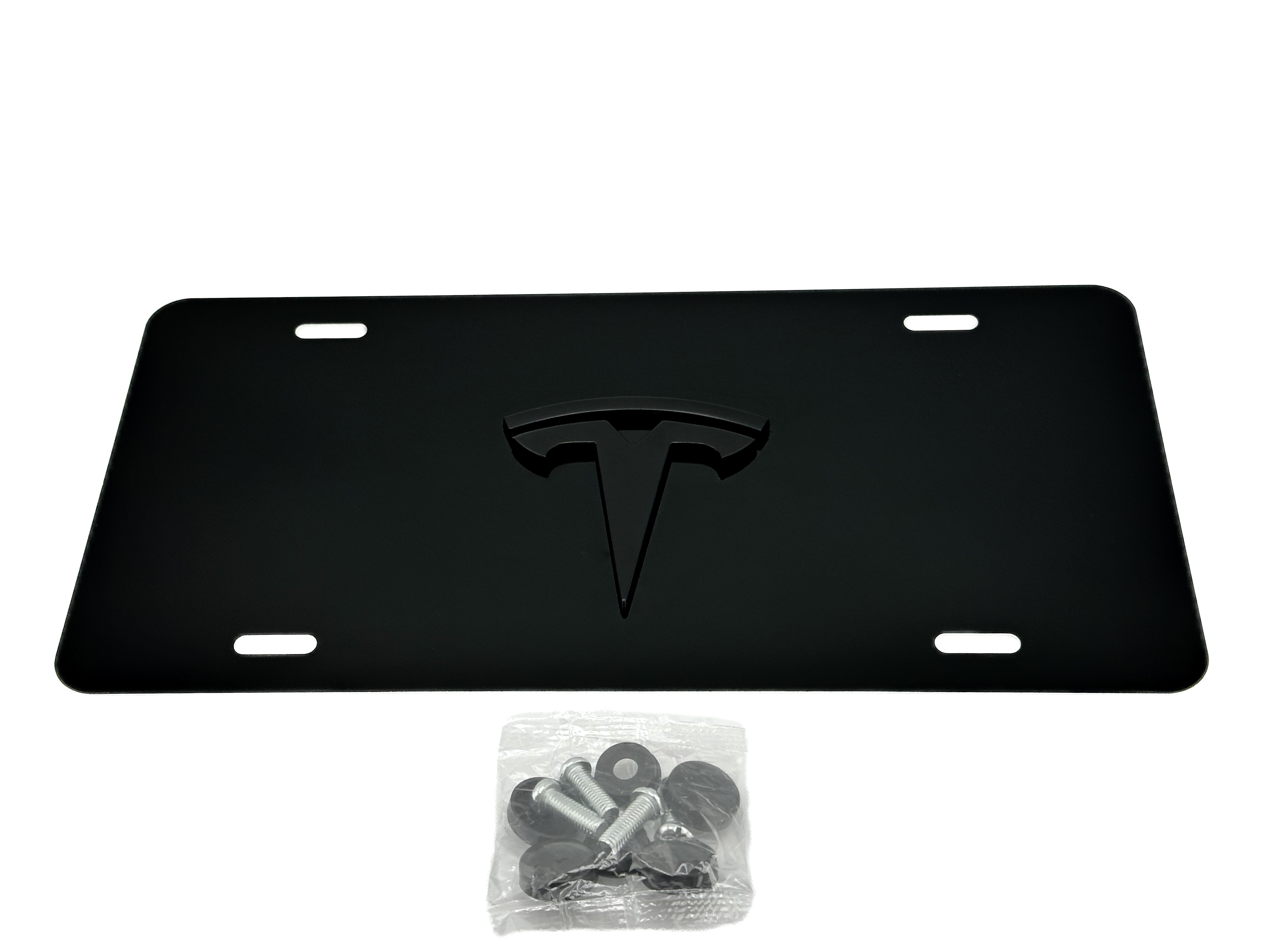 Tesla T "T" logo black front vanity license plate frame model 3 Y S X ...