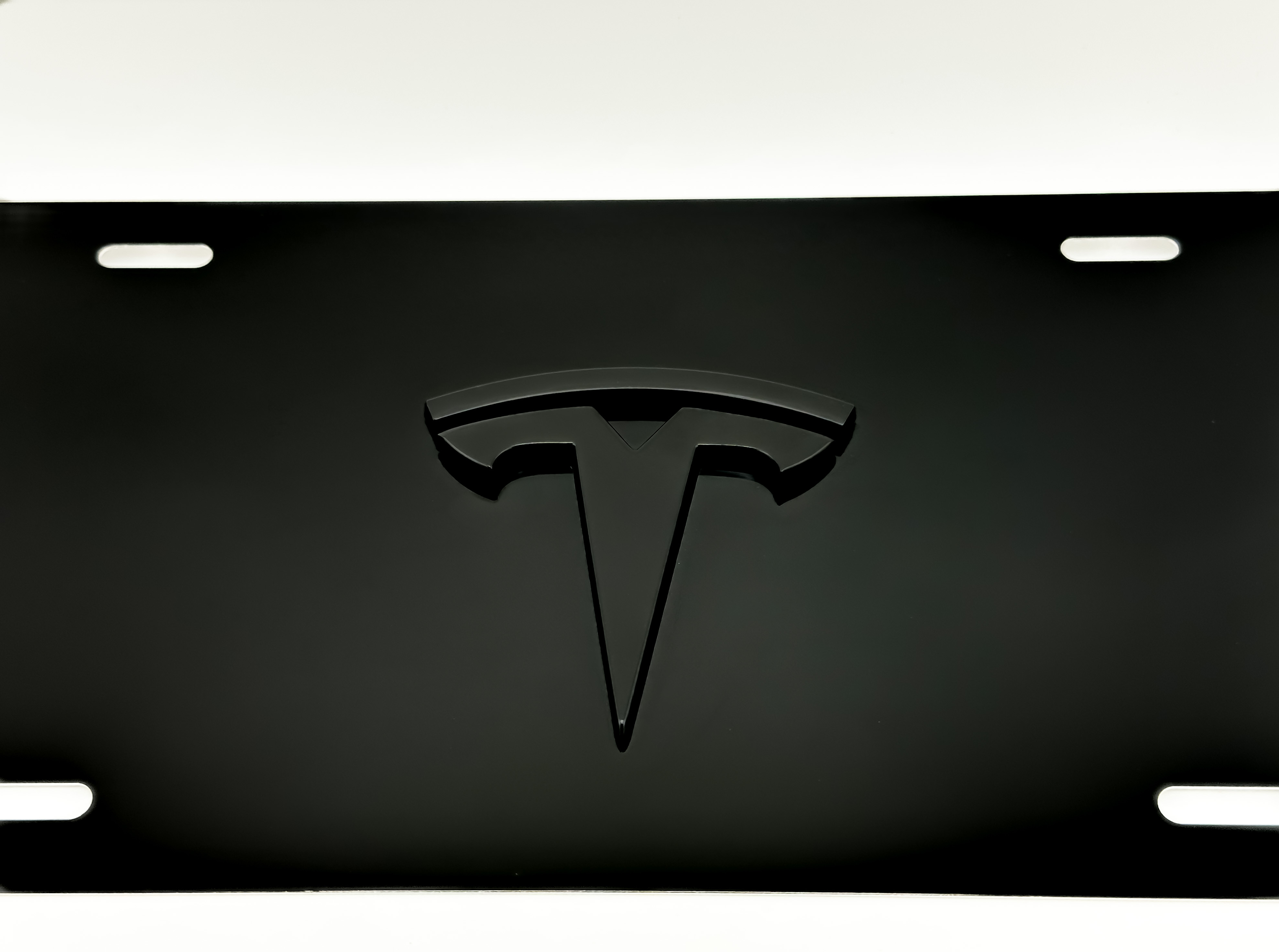 Tesla T "T" logo black front vanity license plate frame model 3 Y S X ...