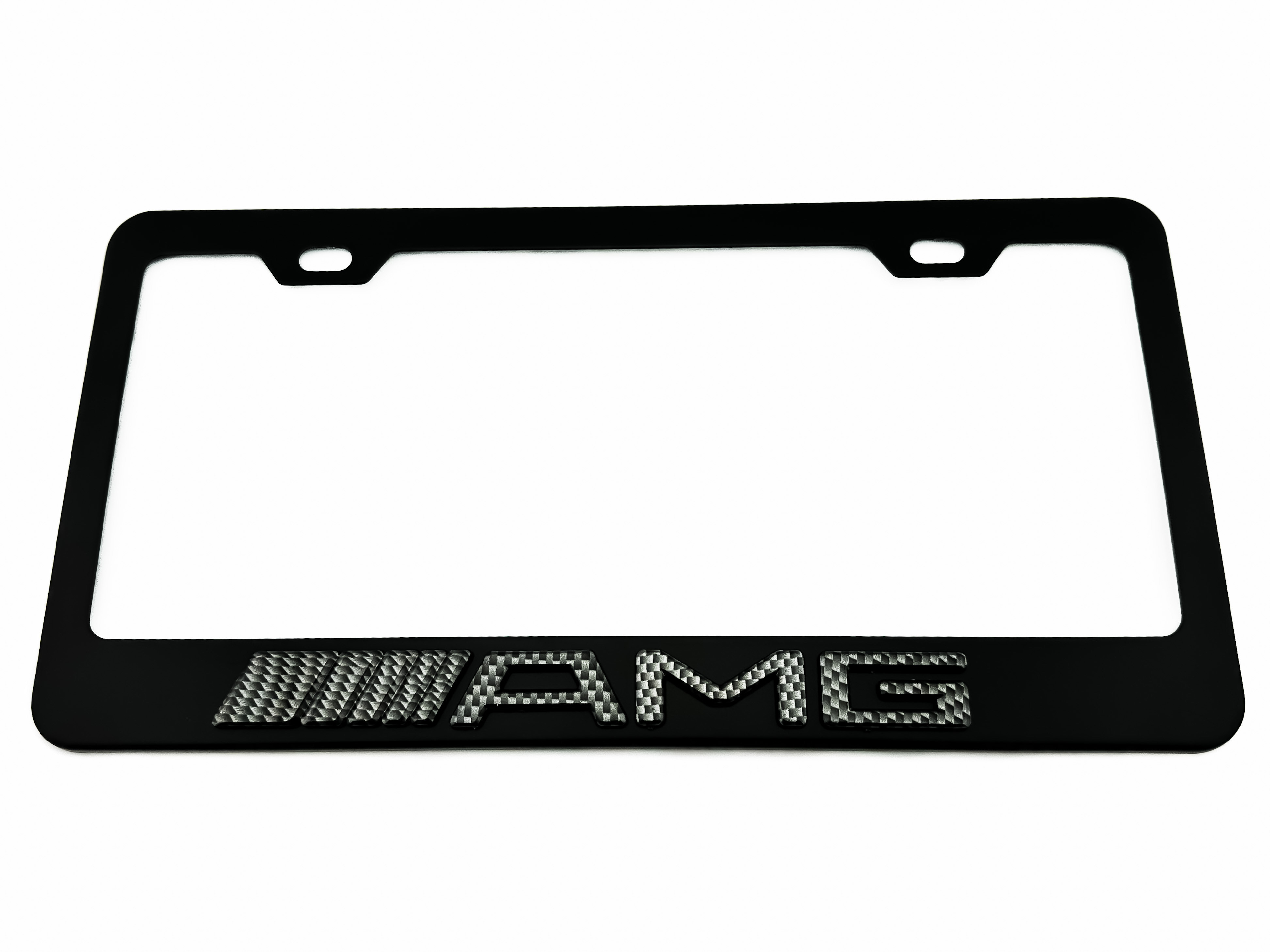 carbon fiber black AMG license plate frame number tag black trim satin ...