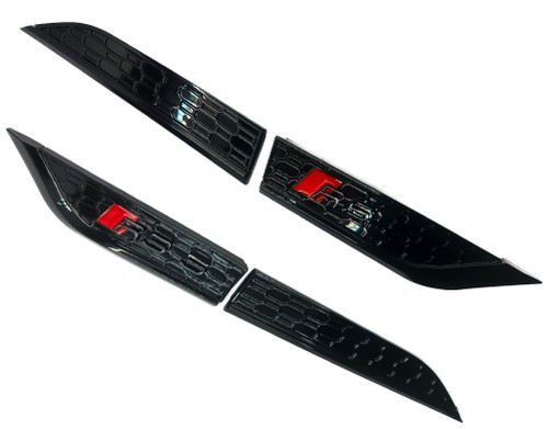 Audi RS5 blackline fender badge set glossy black satin matte black 4pc ...