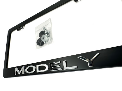 model y black oem spec license plate frame number tag frame satin matte ...