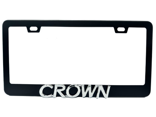black toyota CROWN chrome license plate frame number tag black trim ...