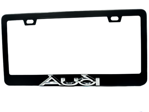 Audi black license plate frame satin matte black metal stainless steel ...