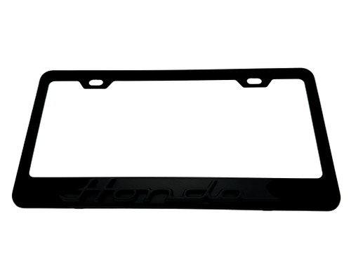 Honda script cursive logo black license plate frame stainless steel ...