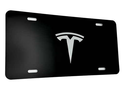 Tesla T "T" logo black front vanity license plate frame model 3 Y S X ...