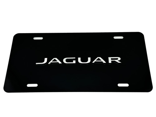 jaguar chrome oem logo black front vanity license plate frame lettering ...