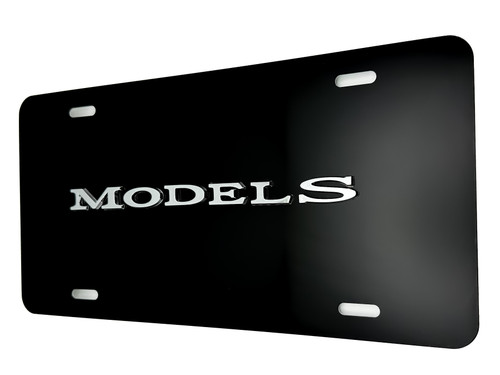 Model S chrome oem logo black front vanity license plate frame model S ...