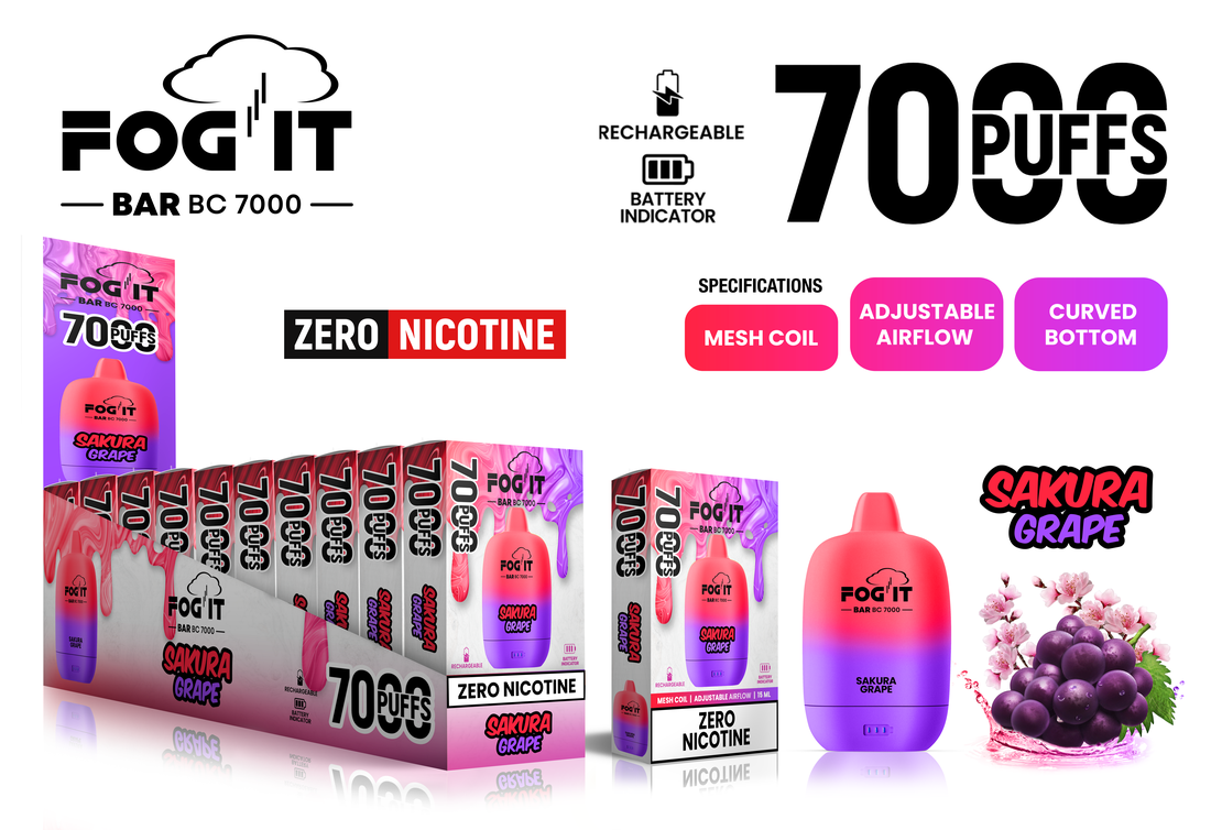 FOG IT BAR ZERO NIC BC7000 RECHARGEABLE DISPOSABLE 7000 PUFFS 15ML ...