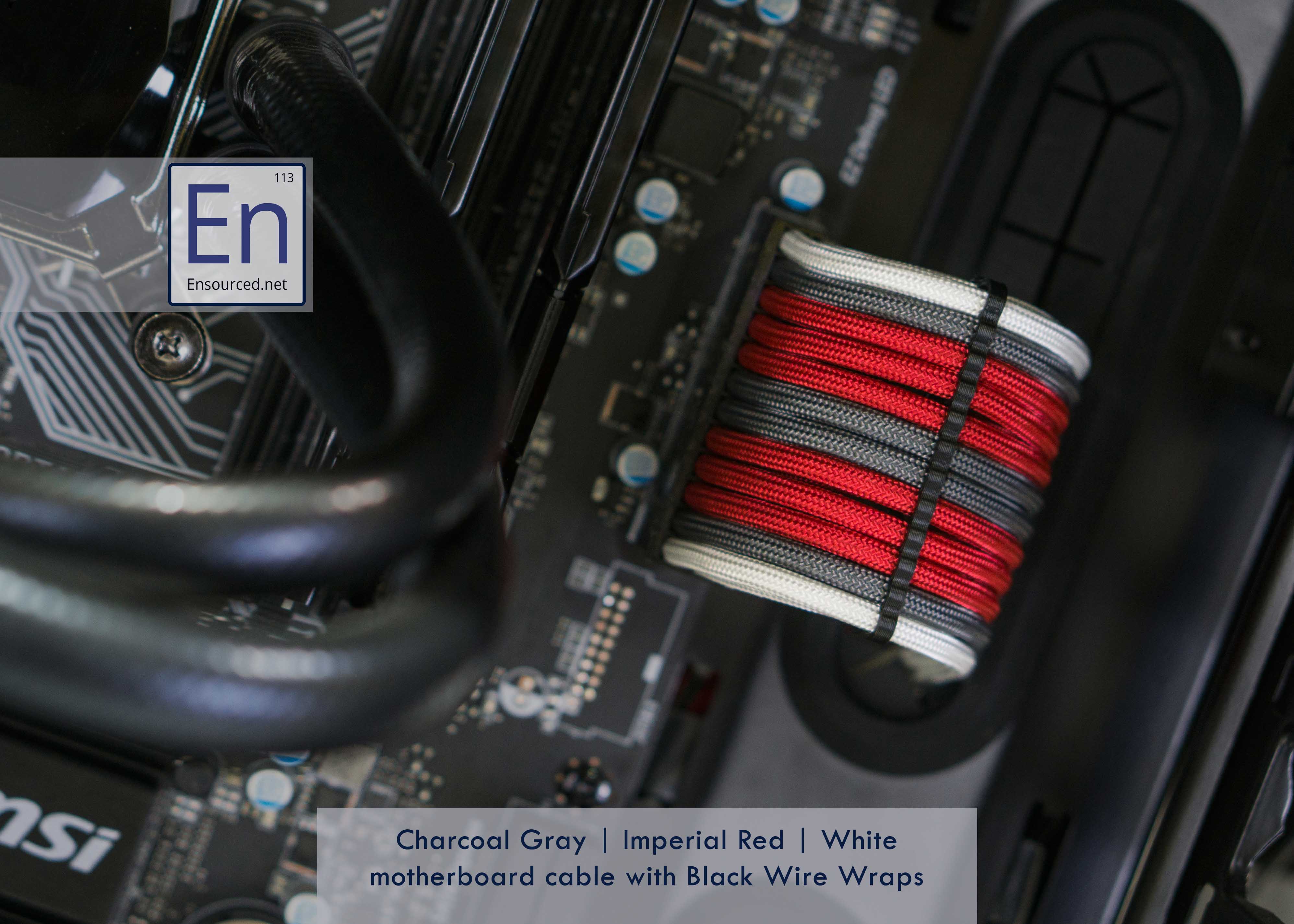 Charcoal Gray | Imperial Red | White Motherboard cable with Black Wire ...