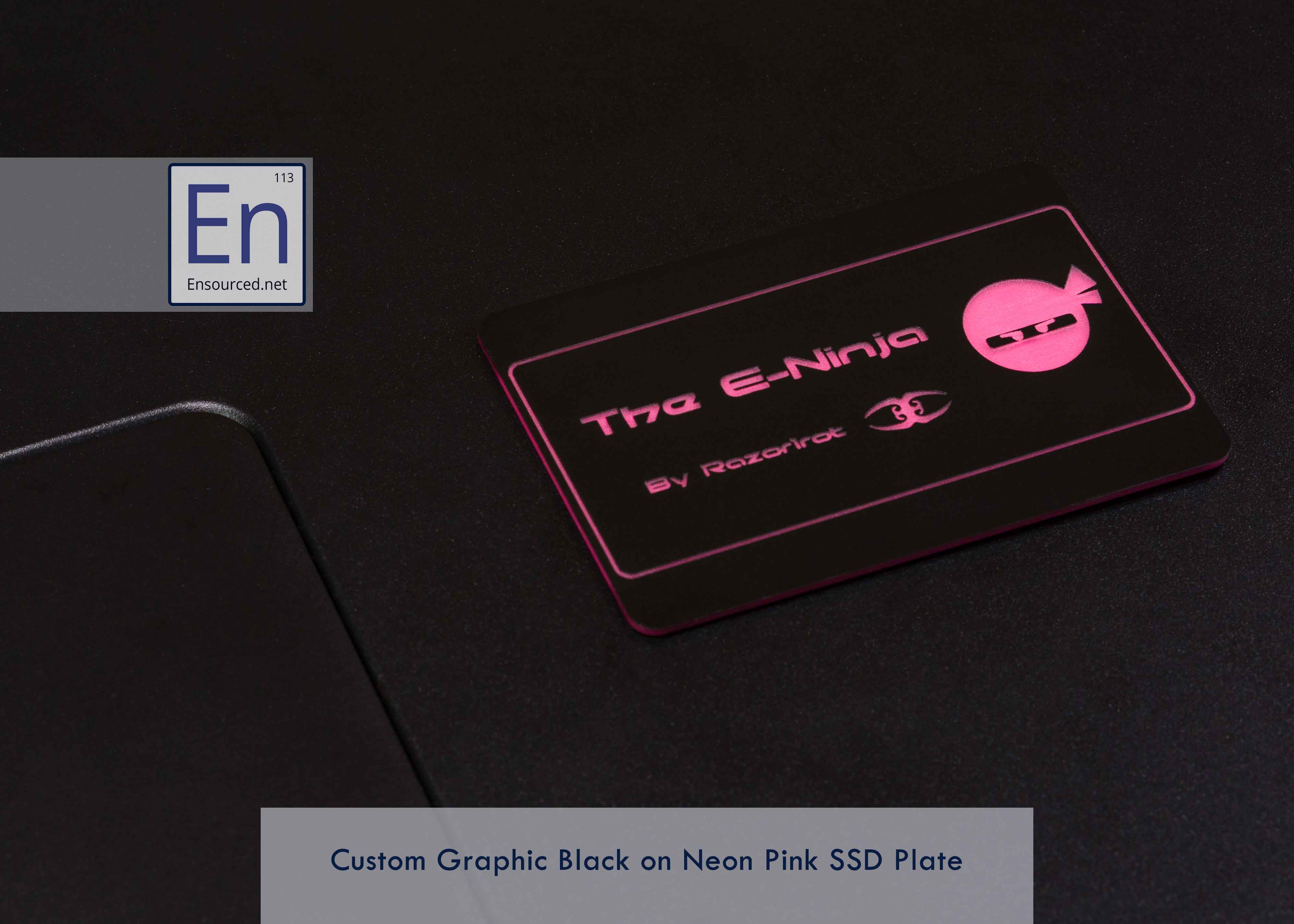 Black on Neon Pink Custom Graphic SSD Plate - Ensourced Custom Accessories