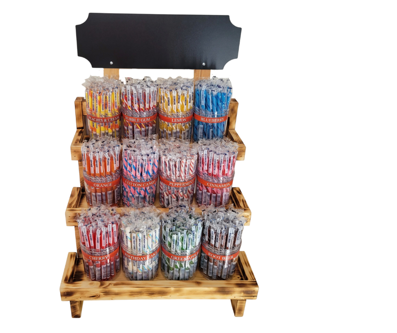 12 Count Candy Display With Black Neon Chalk Board & 12 Clear Plastic ...