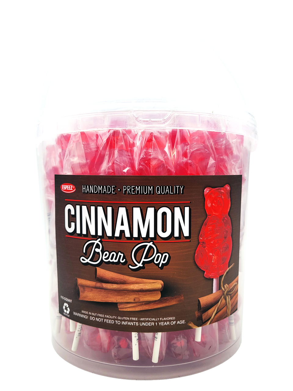 Cinnamon Bear Pop Lollipops - 115 Ct. - Bucket