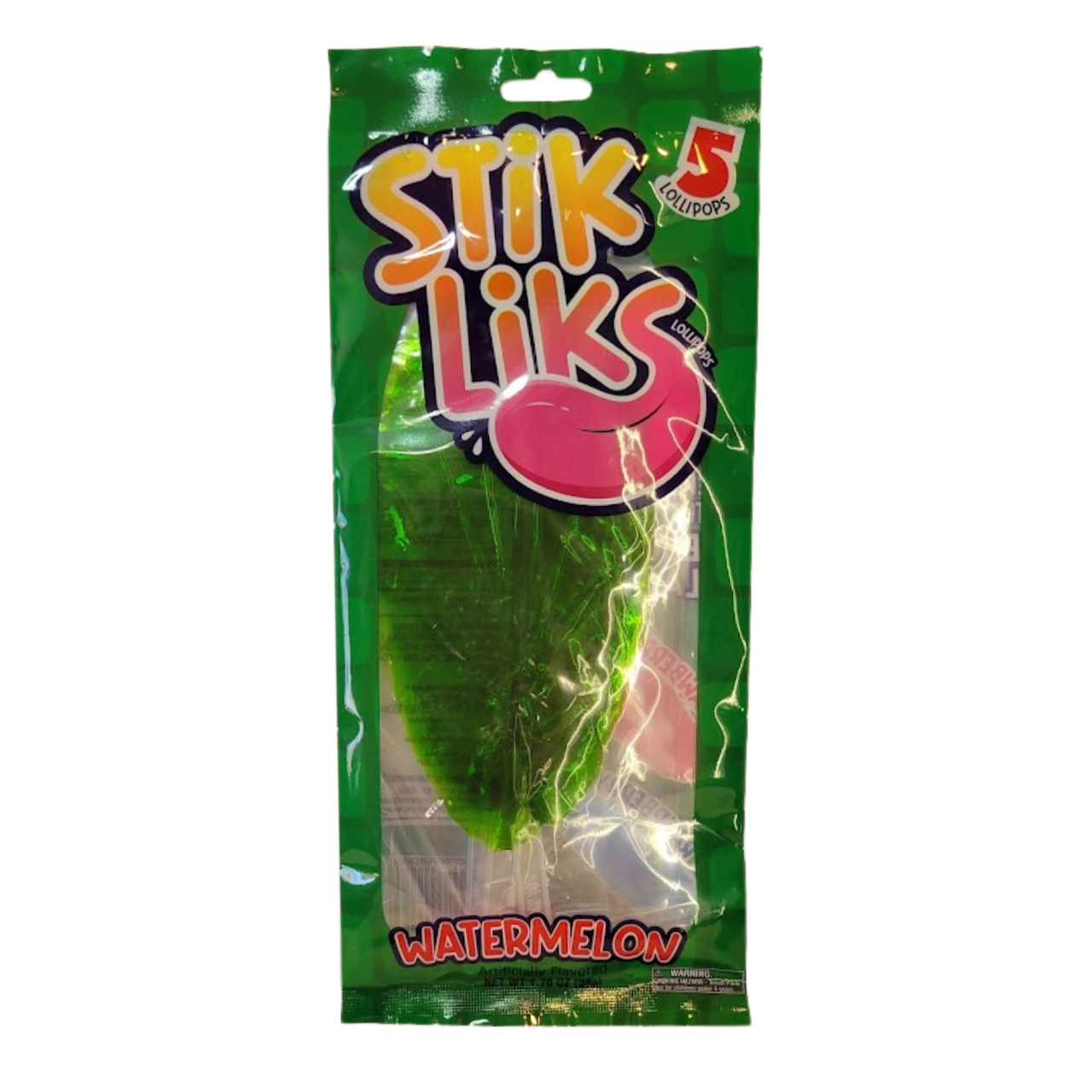 Stik Liks Lollipops – 5 Lollipops Per Bag - 15 Ct Box Display - Watermelon